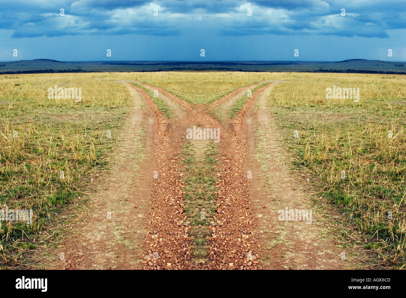 Two tracks diverging Stock Photo - Alamy