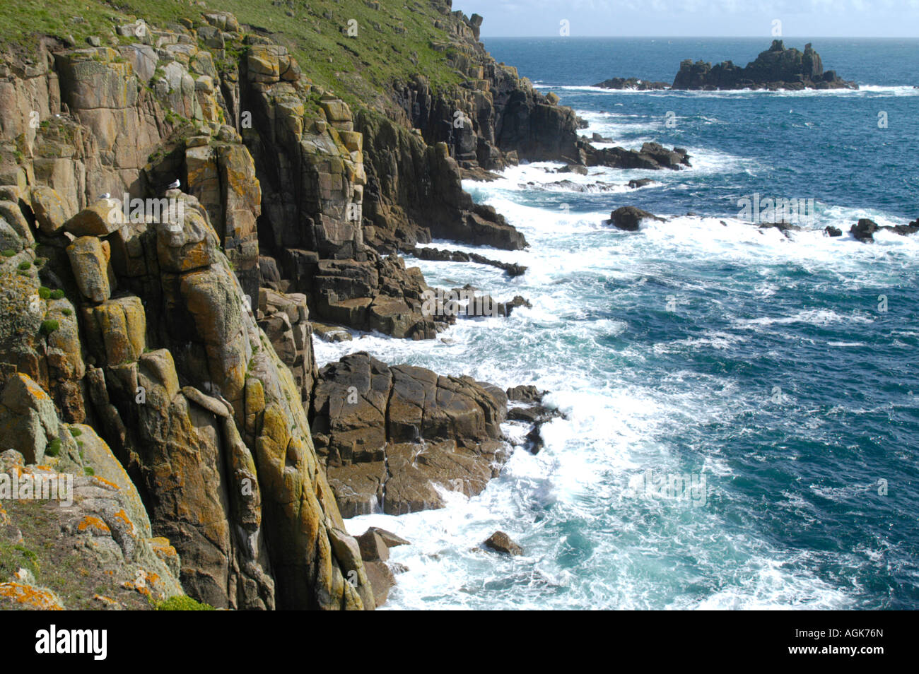 Cornwall England cliffs and sea at Land s End Stock Photo - Alamy