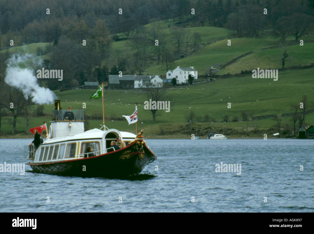 Victorian steam yacht "Gondola", Coniston Water, Lake District National ...