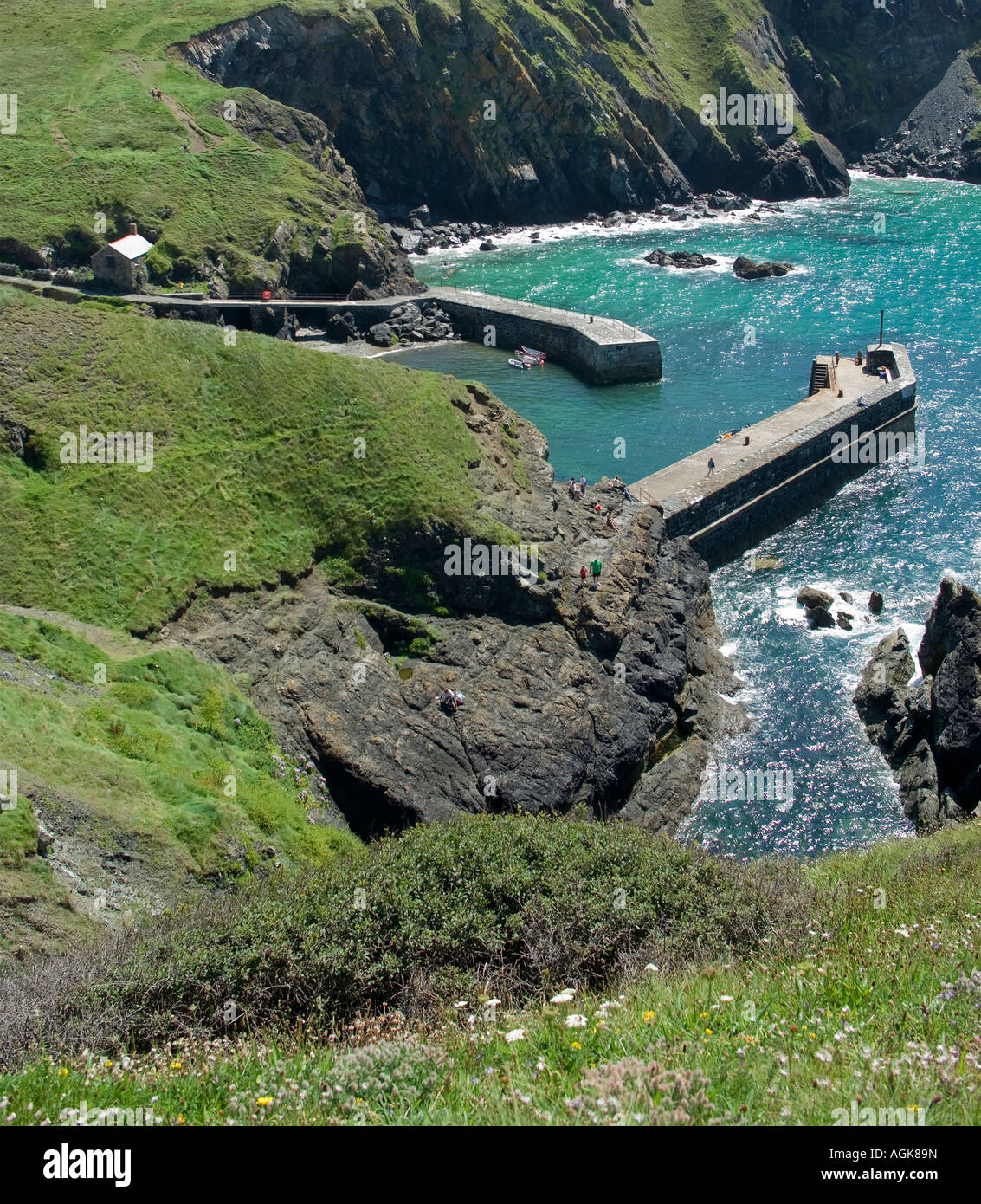 mullion cove cornish coast cornwall england uk Stock Photo - Alamy