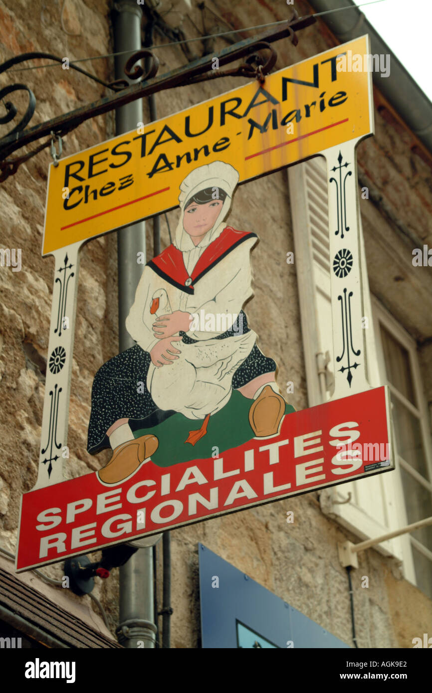 Restaurant hanging sign France EU Stock Photo - Alamy