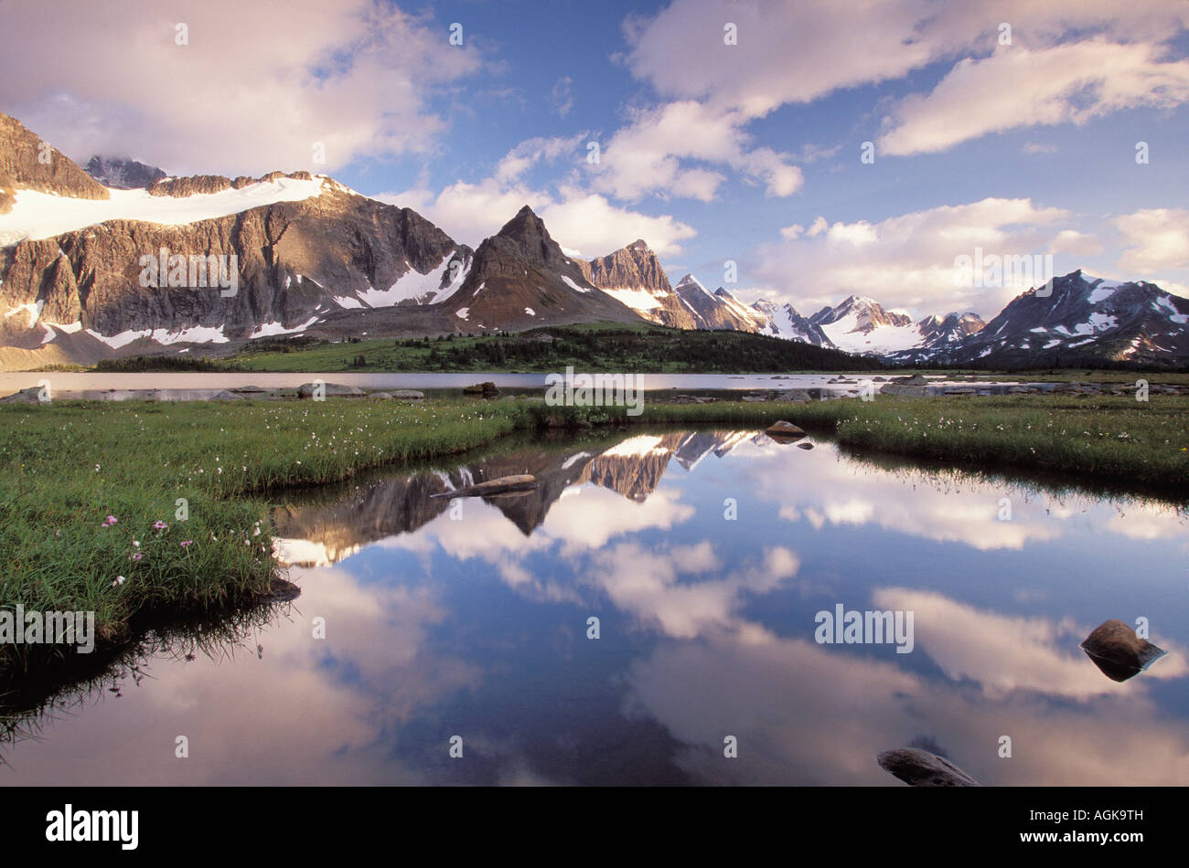 Clouds reflection in a lake at sunset Stock Photo - Alamy