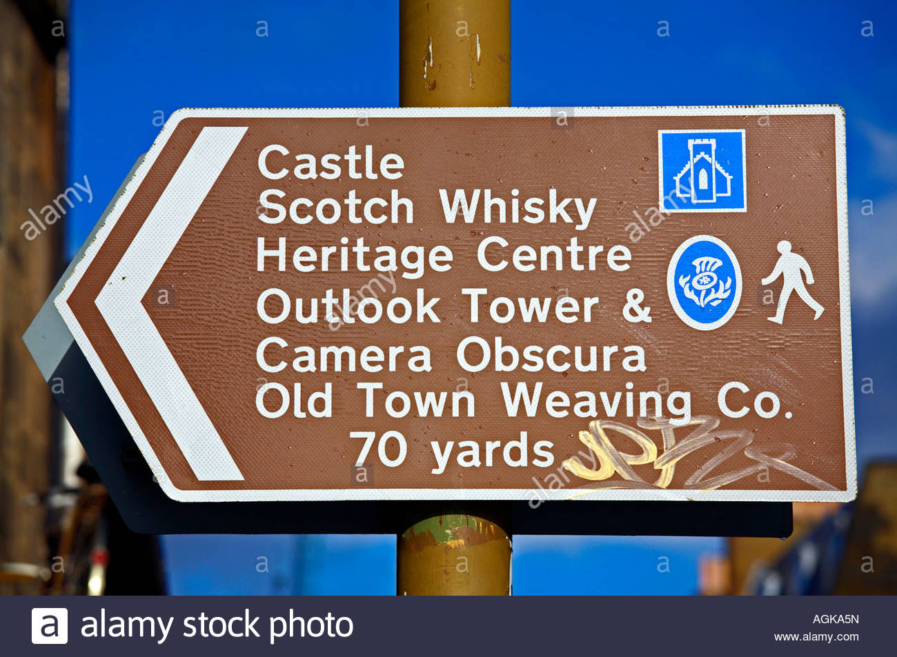 Signpost for Edinburgh visitor attractions, SCOTLAND Stock Photo - Alamy