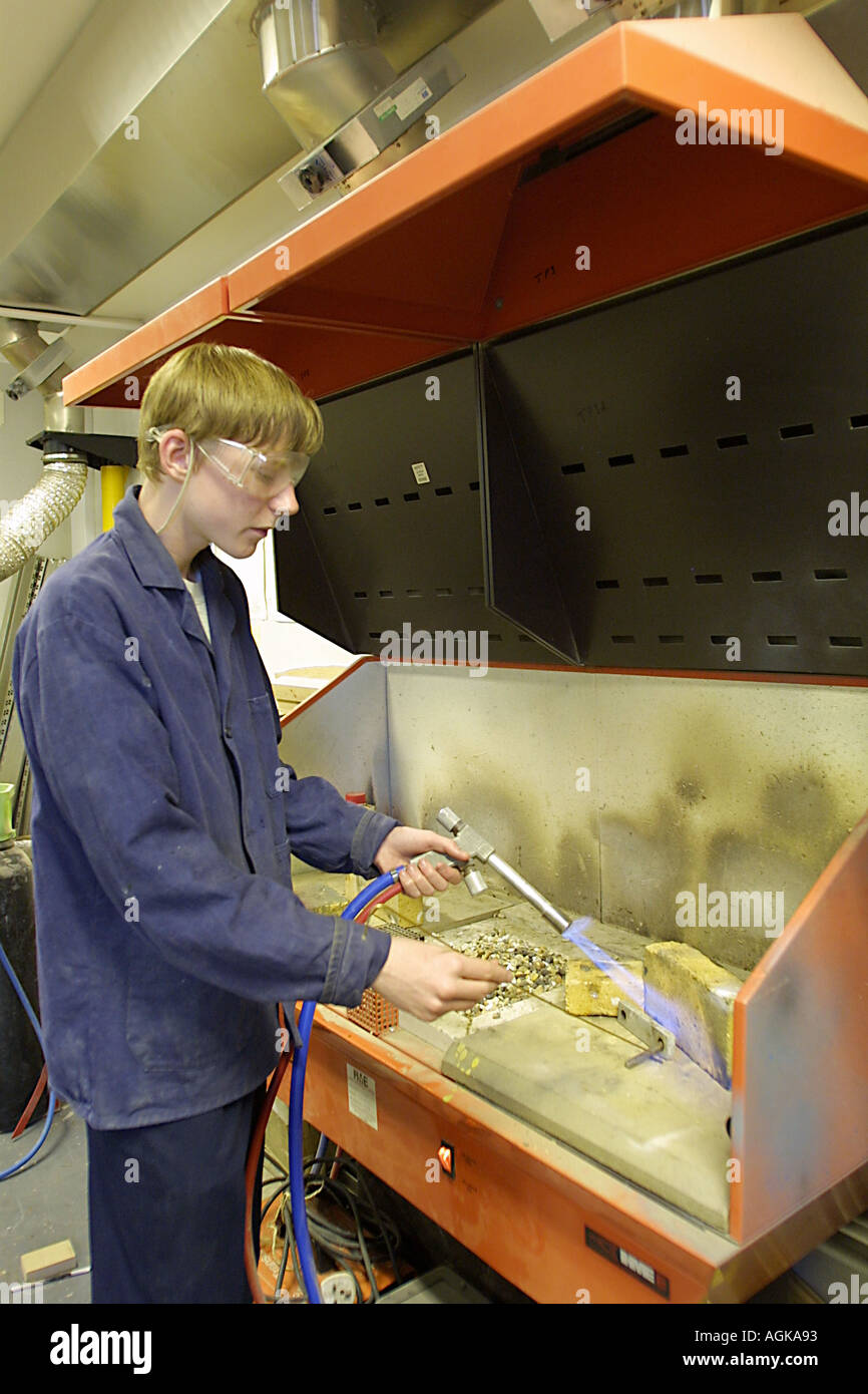 Sixth form college student practices welding Stock Photo - Alamy