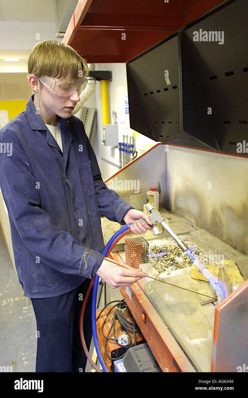 Sixth form college student practices welding east London GB UK Stock ...