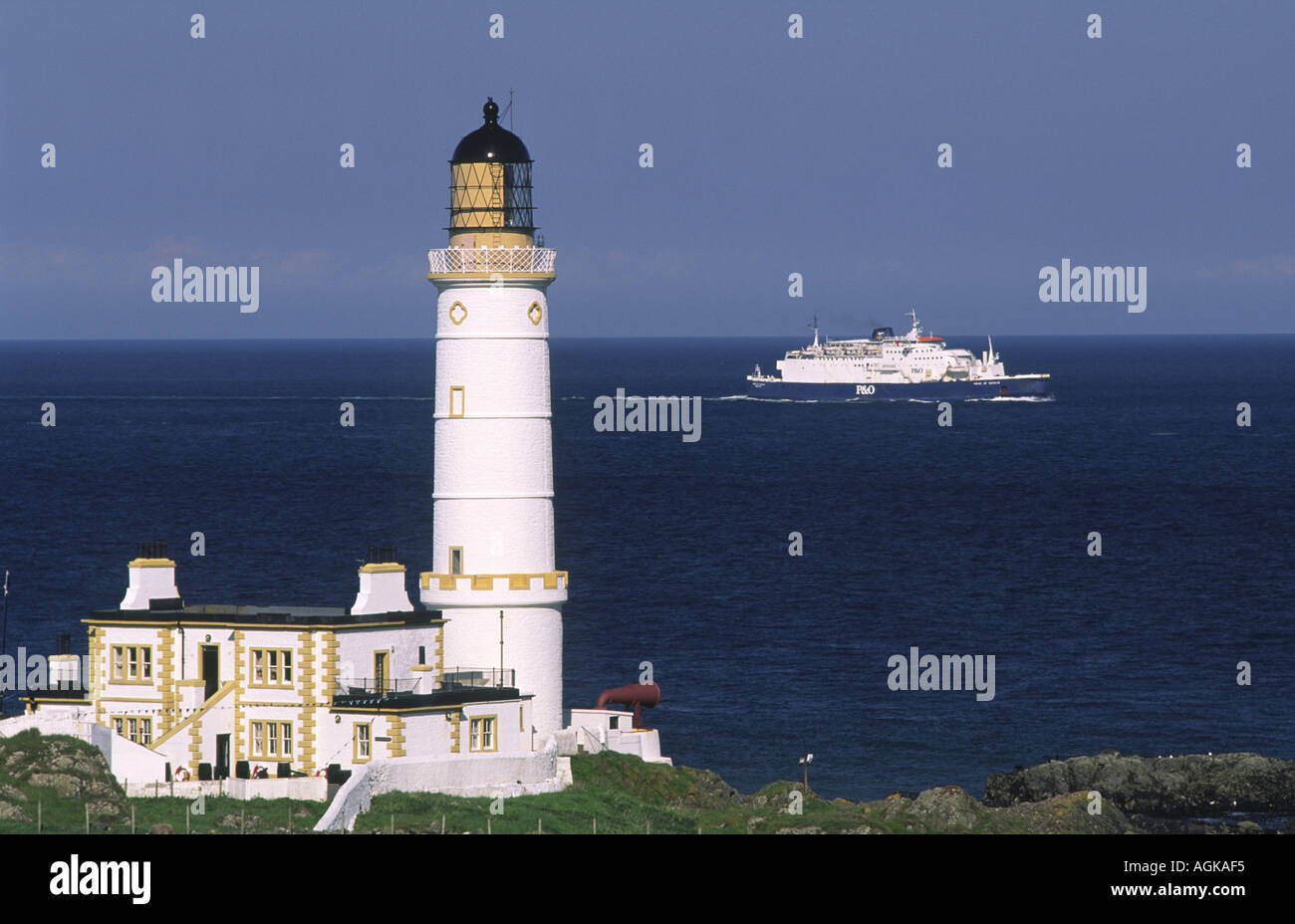 Corsewall Lighthouse looking out to North Channel and ferry crossing to ...