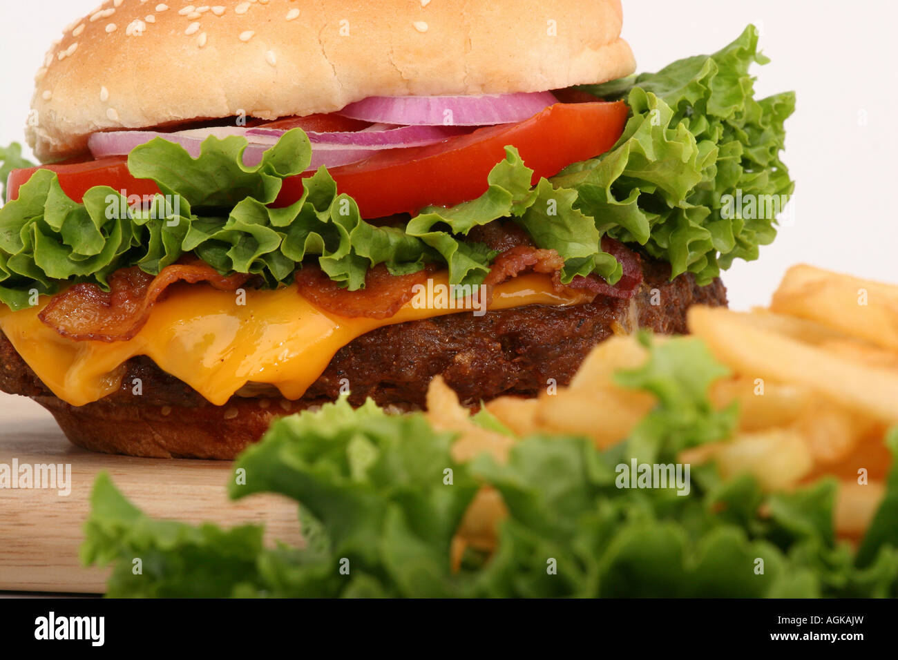 Hamburger with French Fries Beef burger American fresh fast food ...