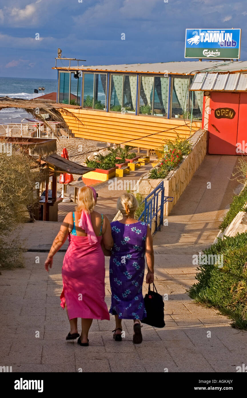 Israel Natanya the beach front people descending to the beach Stock ...