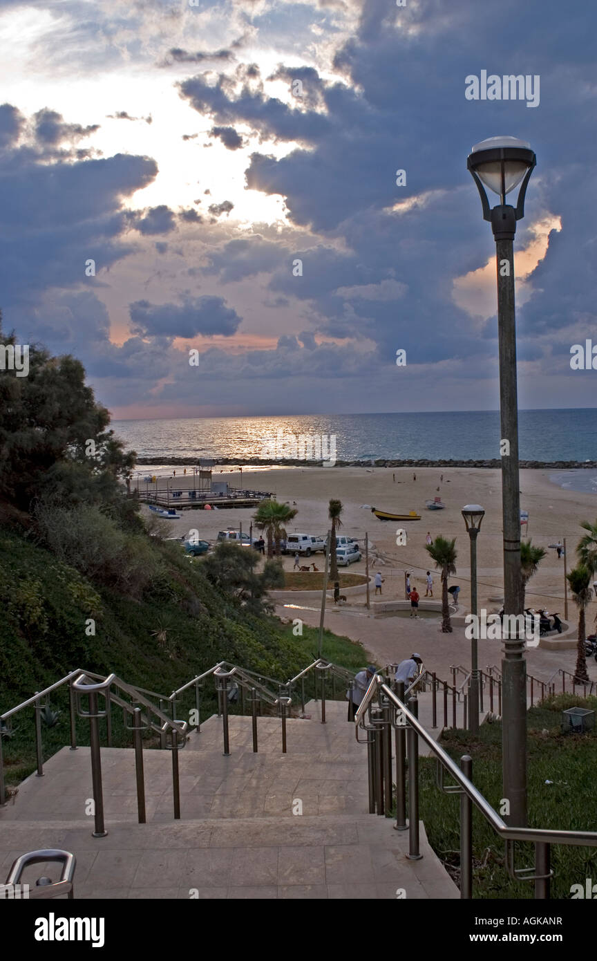 Israel Natanya the beach front the path down to the beach Stock Photo ...