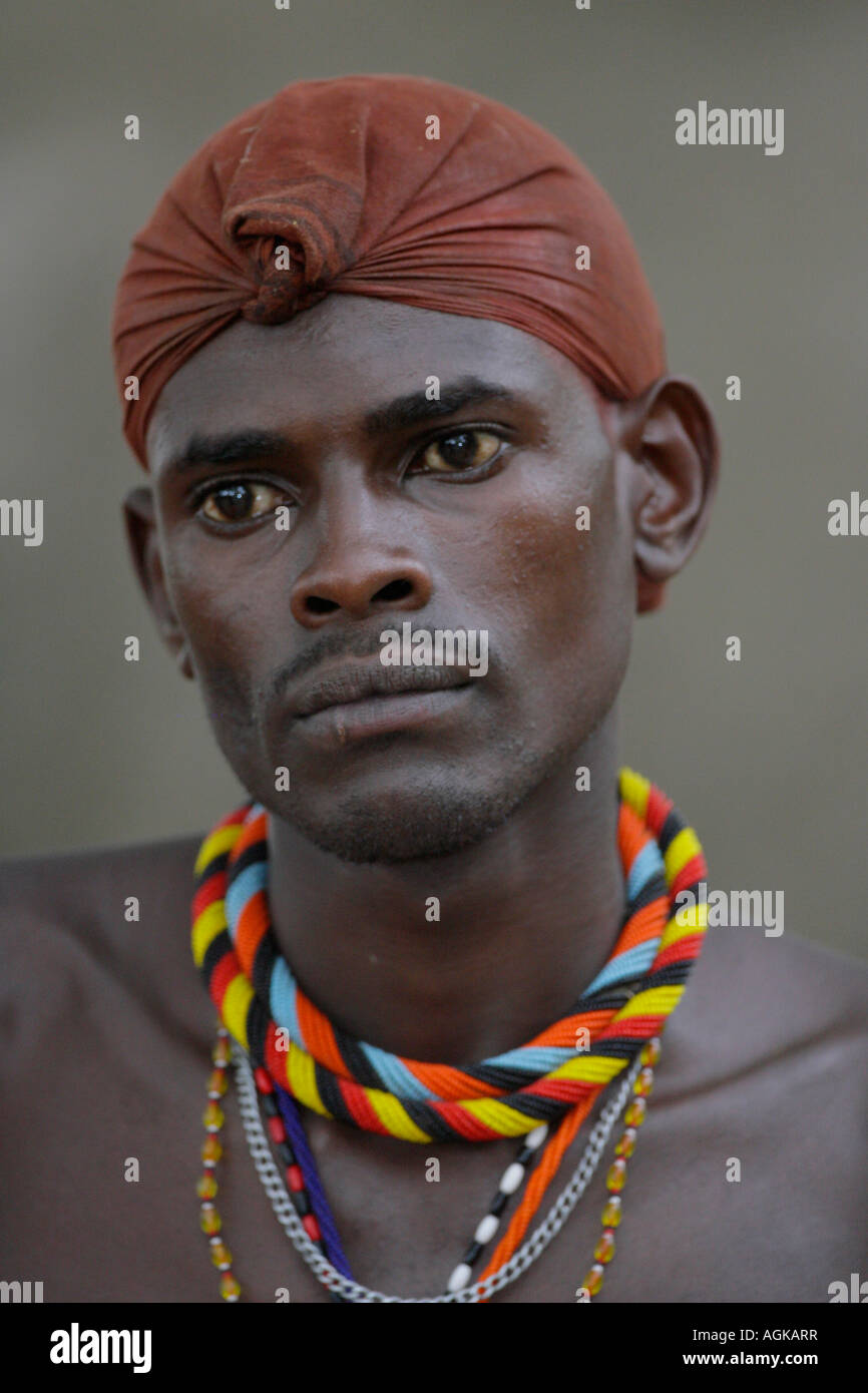 Africa, Kenya, Samburu National Reserve. Portrait of stoic Samburu man ...