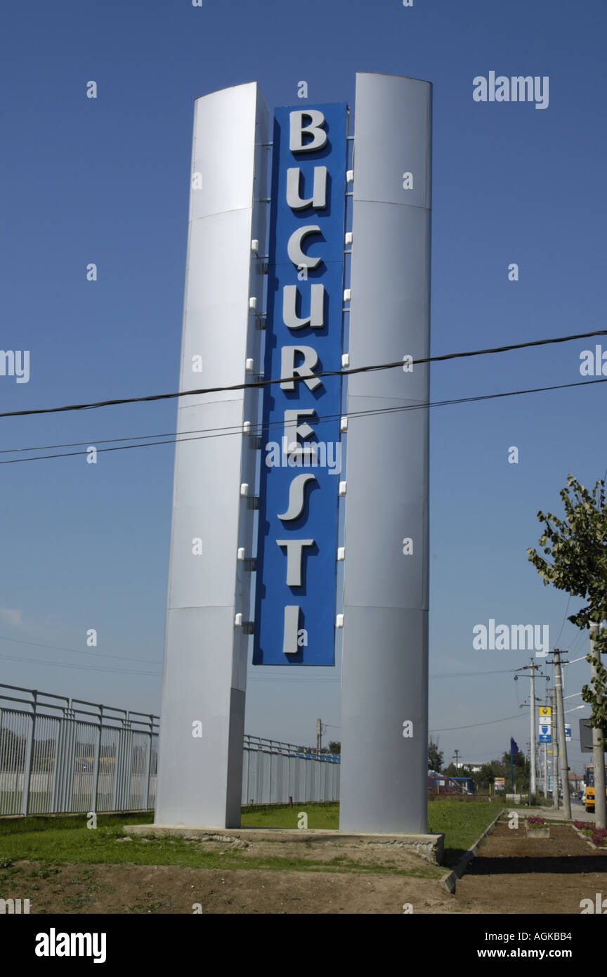 Bucuresti, modern city sign Bucuresti, capital of Romania Stock Photo ...