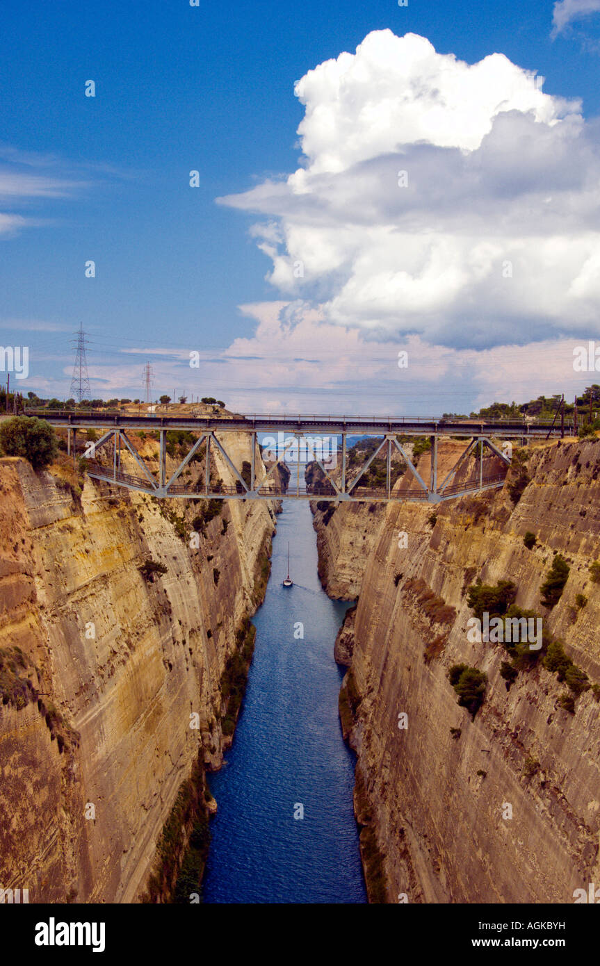 The Corinth canal connects the Saronic Gulf and the Gulf of Corinth in ...