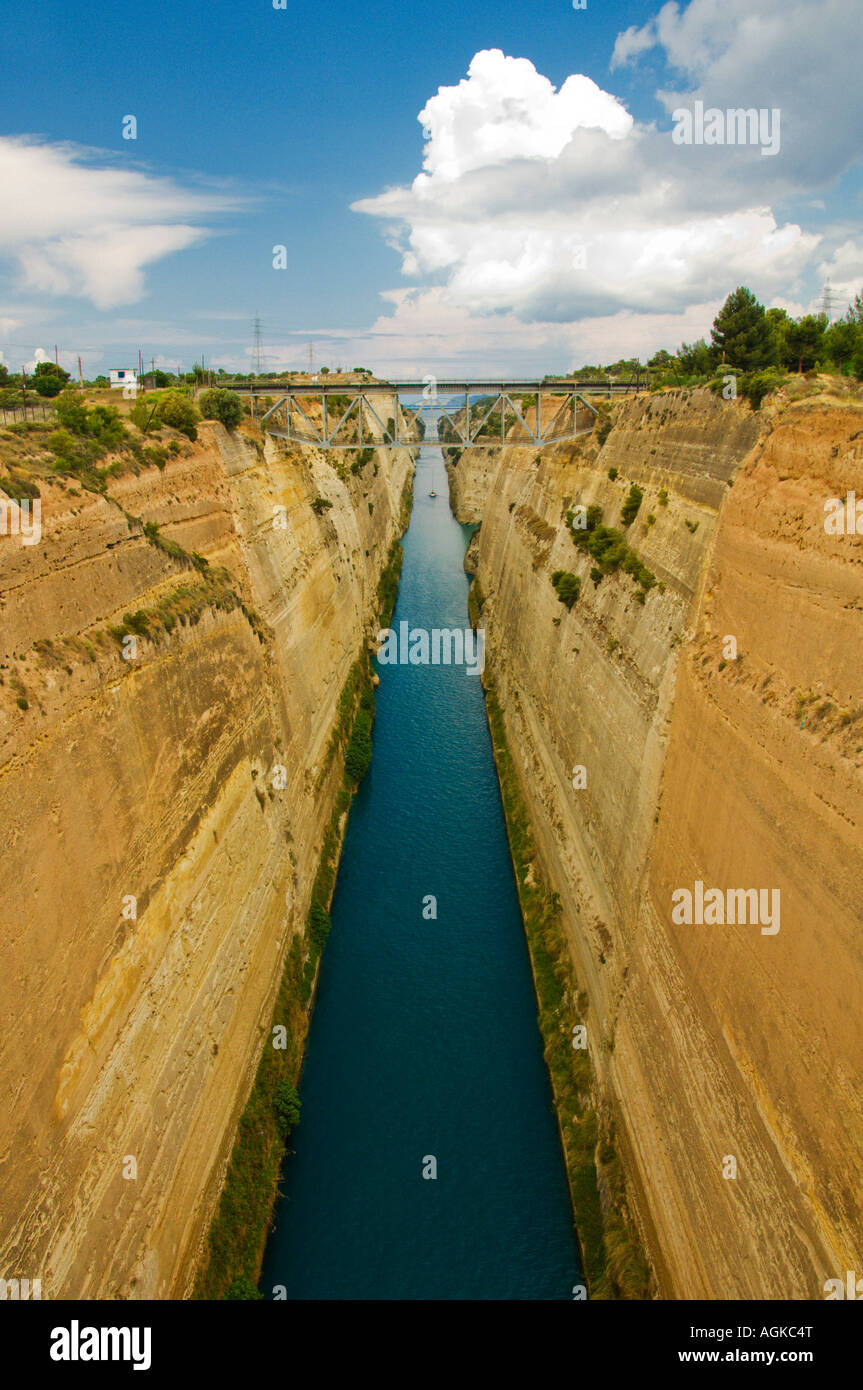 The Corinth canal connects the Saronic Gulf and the Gulf of Corinth in ...