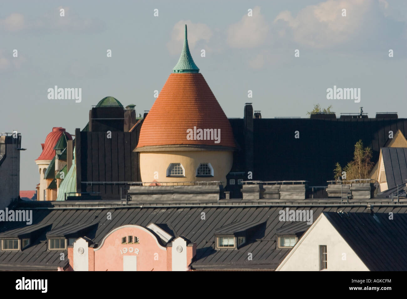 Europe, Finland, Helsinki. Overview of city including building with ...