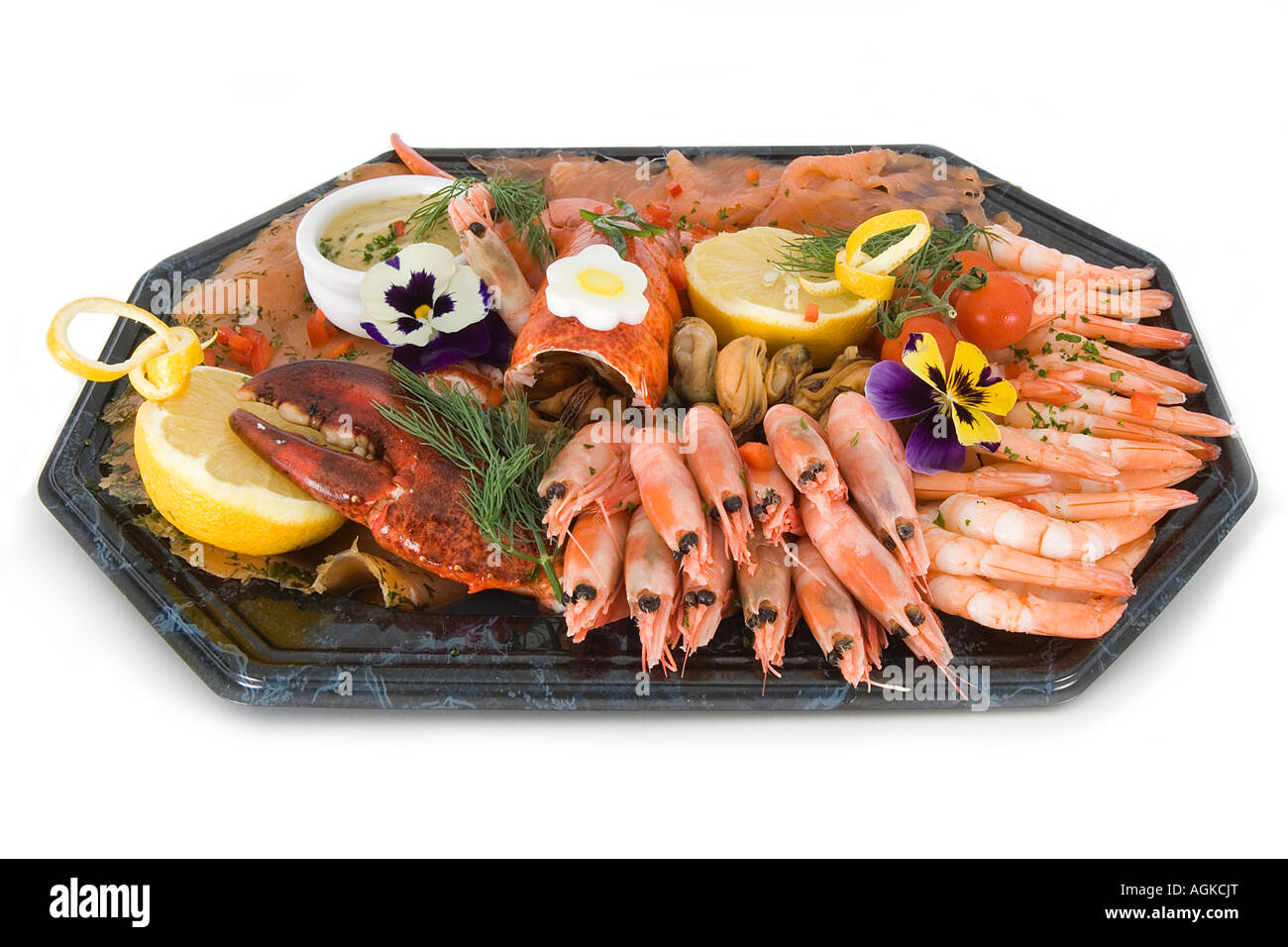Selection of seafood on tray Stock Photo - Alamy