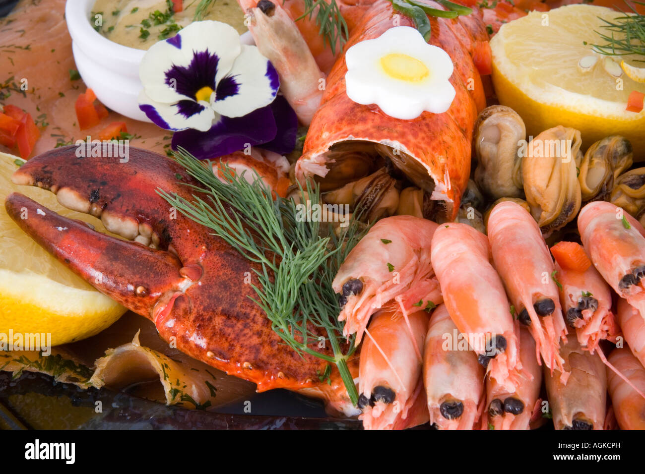 Selection of prepared seafood Stock Photo - Alamy