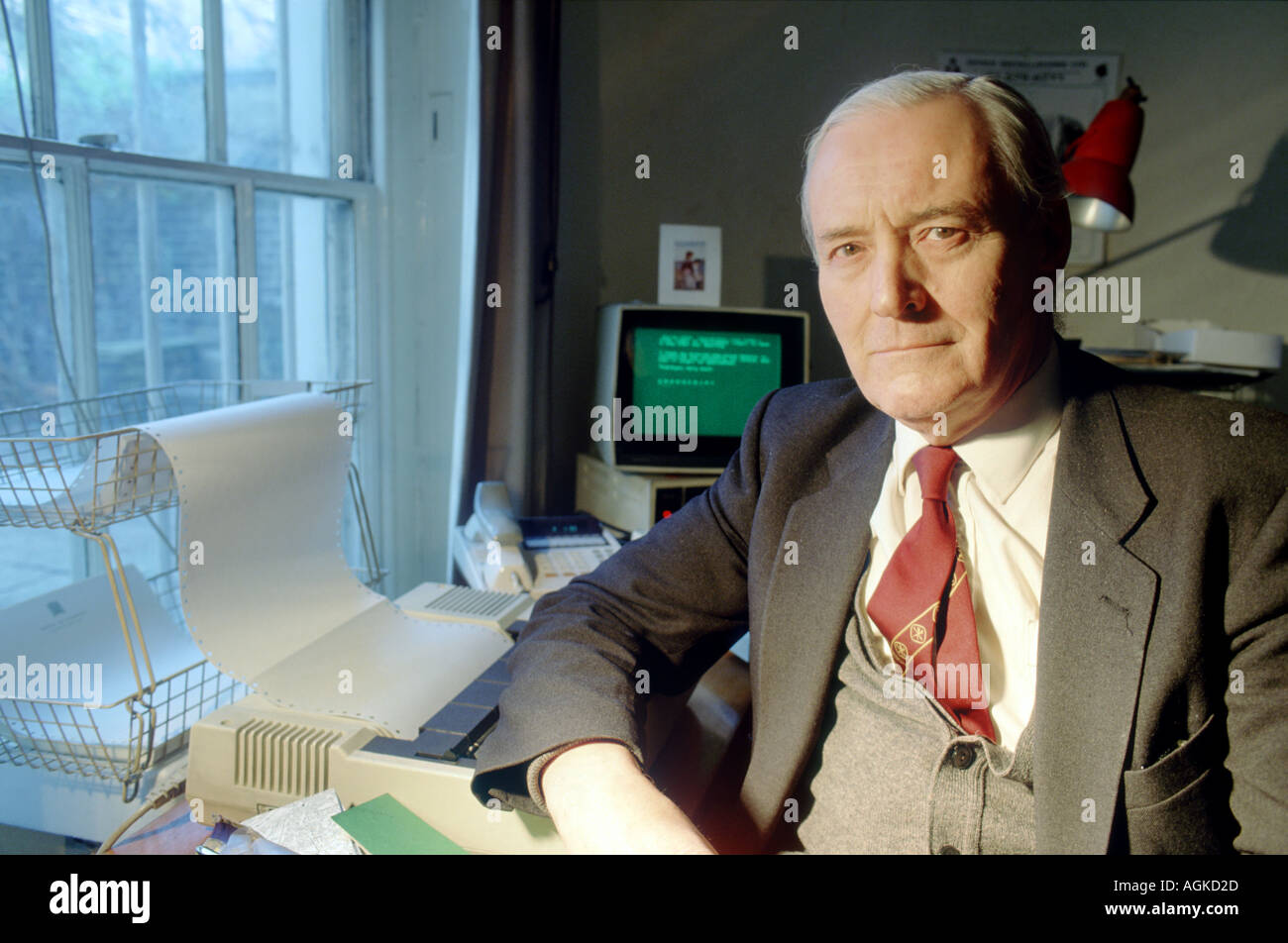 Tony Benn Labour MP at his office in West London, England Stock Photo ...
