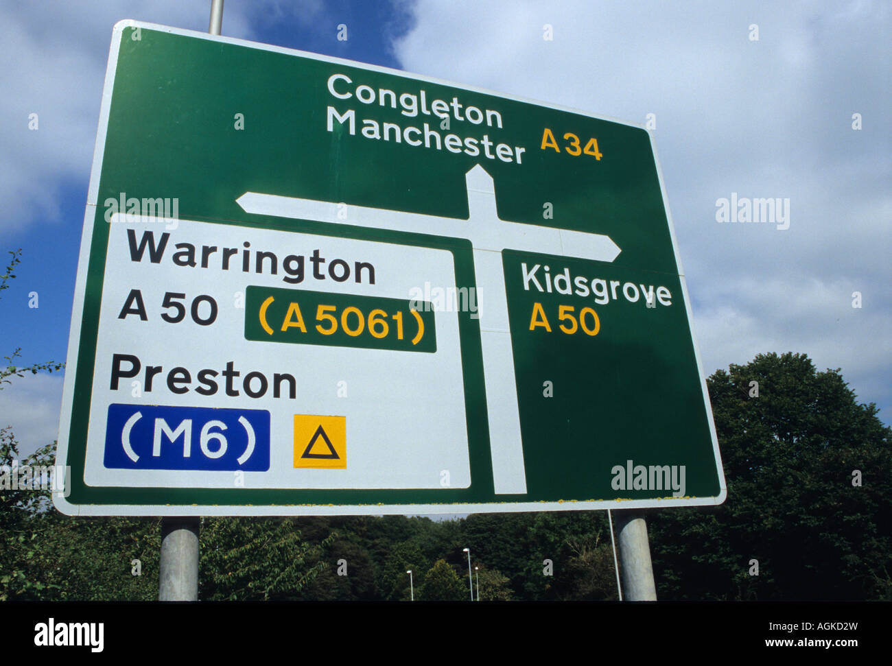 Road Sign Near Staffordshire Cheshire Border Stock Photo - Alamy