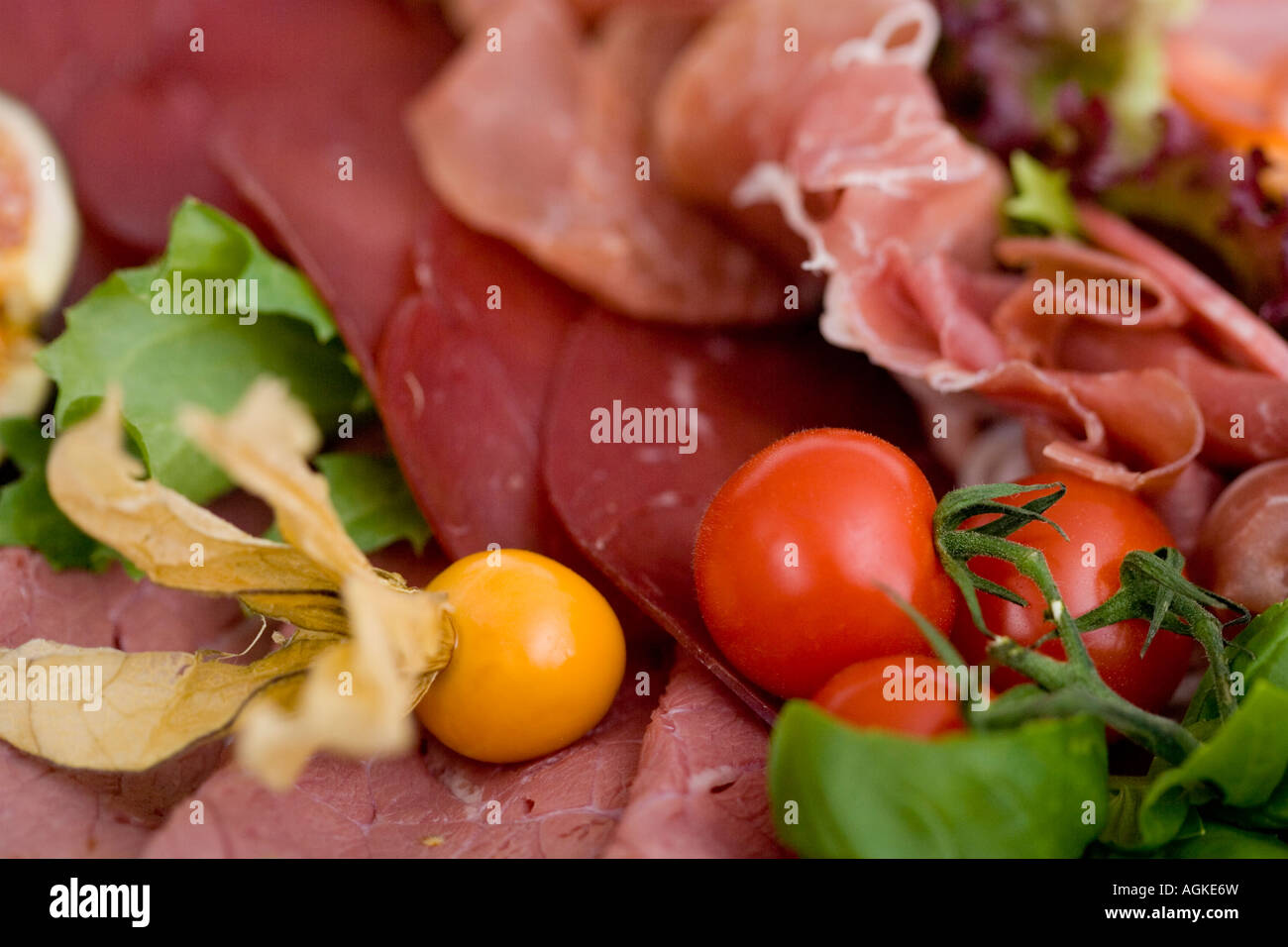 Selection of cooked meats and salad Stock Photo - Alamy