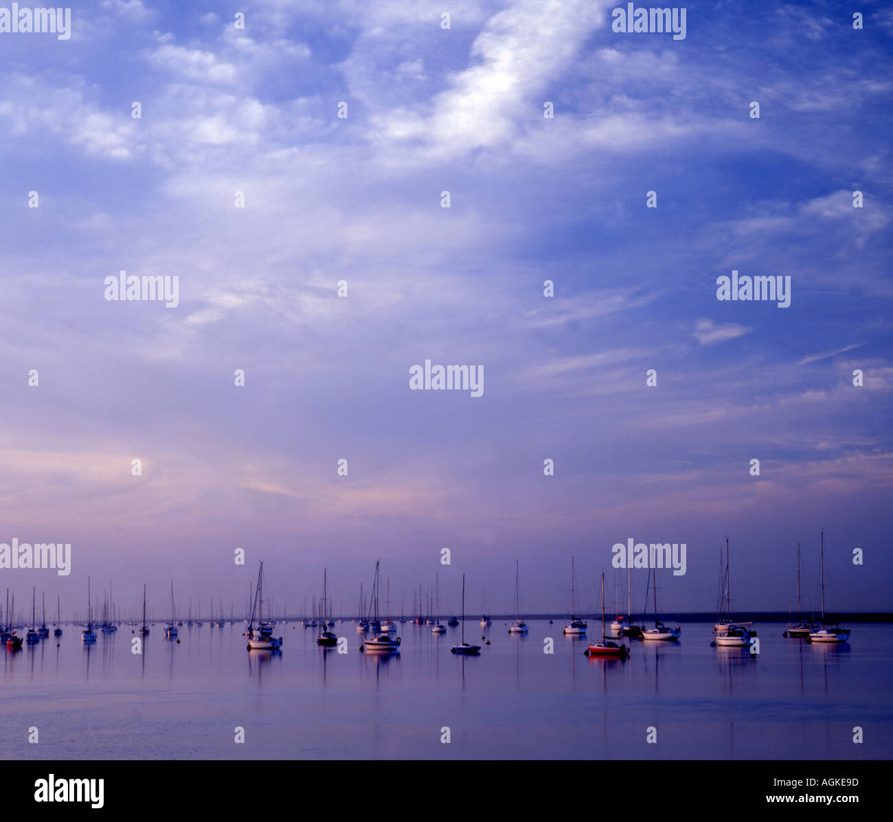 Yachts at their moorings at Burnham on Crouch on the River Crouch ...