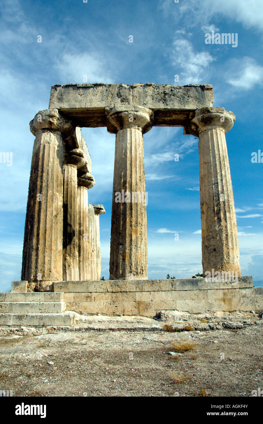 The ruins of the Temple of Apollo in the ancient city of Corinth Greece ...
