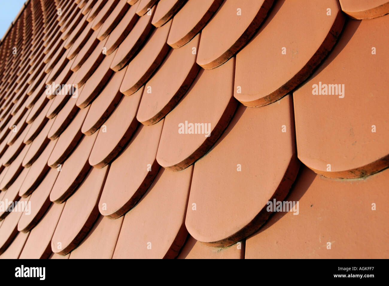 red roof tiles, newly tiled roof Stock Photo - Alamy