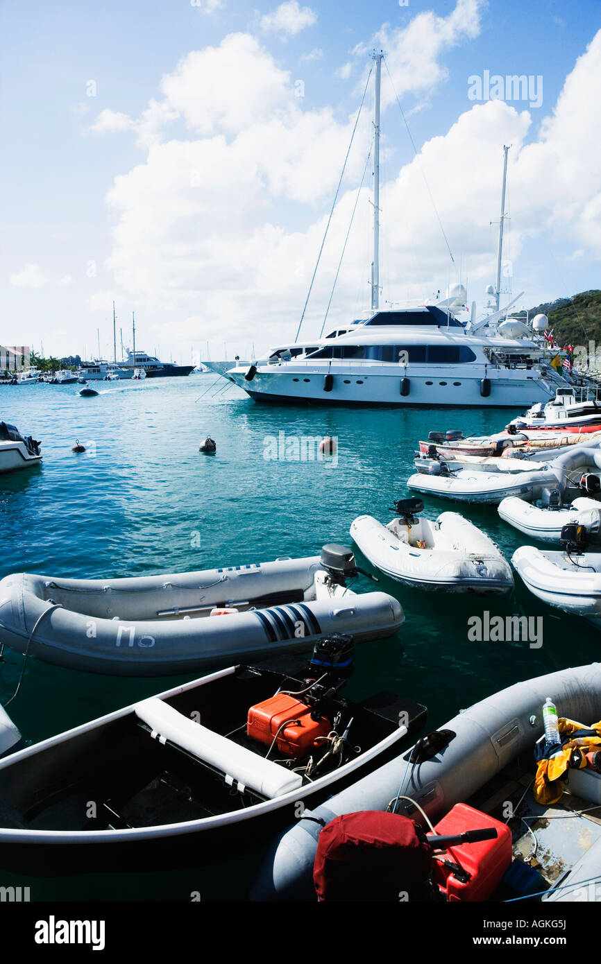Inflatable rafts and sailboats in the sea Stock Photo - Alamy
