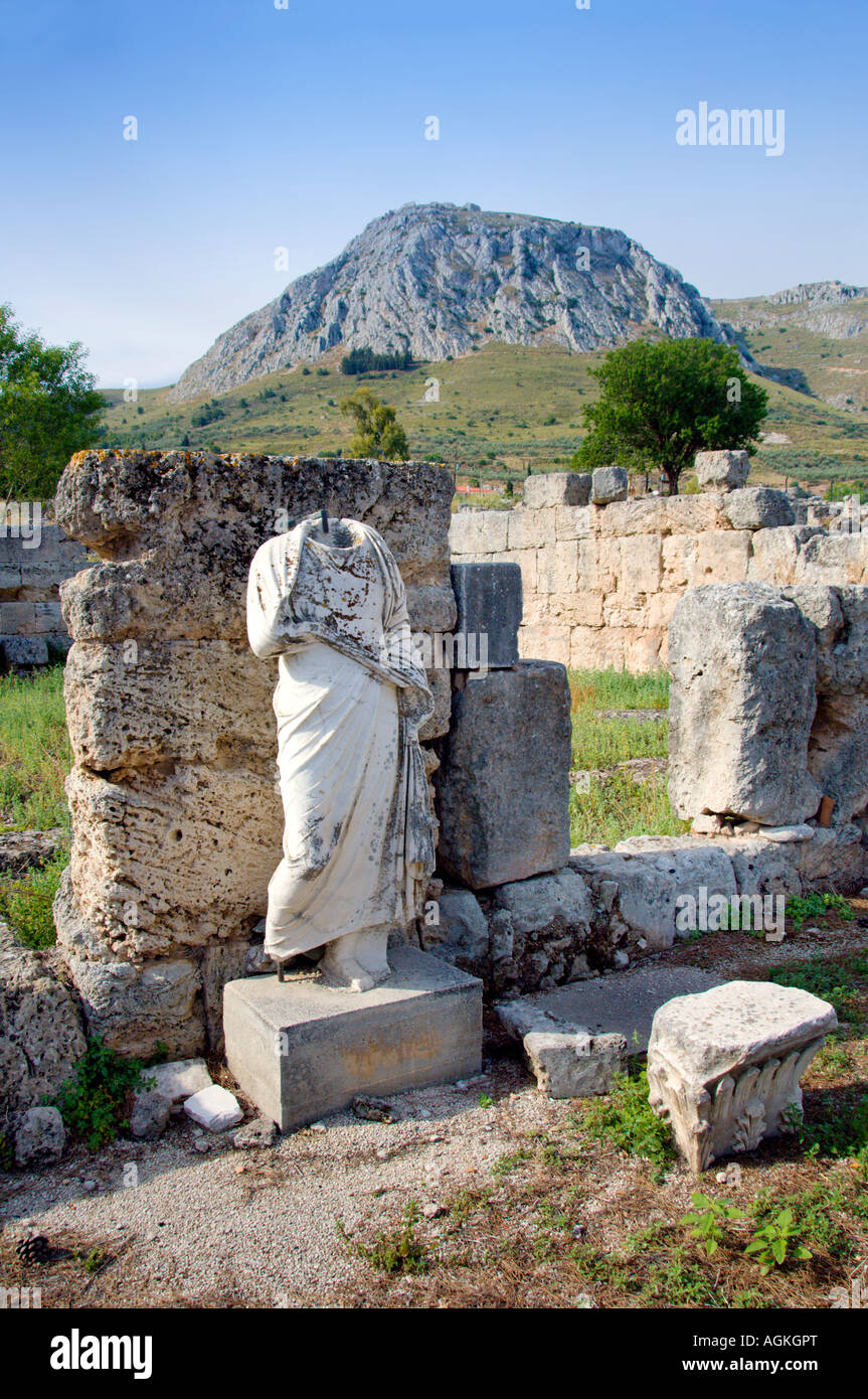 A headless figure in the ruins of the ancient city of Corinth in ...