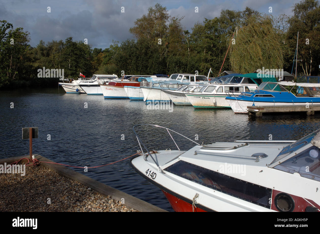 Broads cruisers at Womack Staithe, Ludham, Broads National Park Stock ...