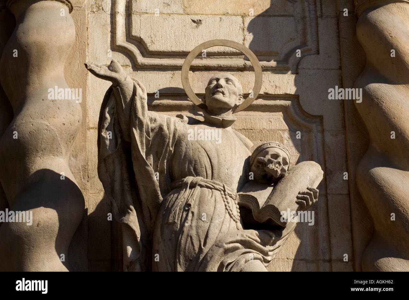 Statue on 17th Century church Església de Betlem La Rambla Barcelona ...