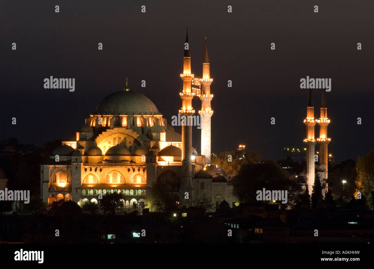 Suleymaniye Mosque at Night Istanbul Turkey Stock Photo - Alamy