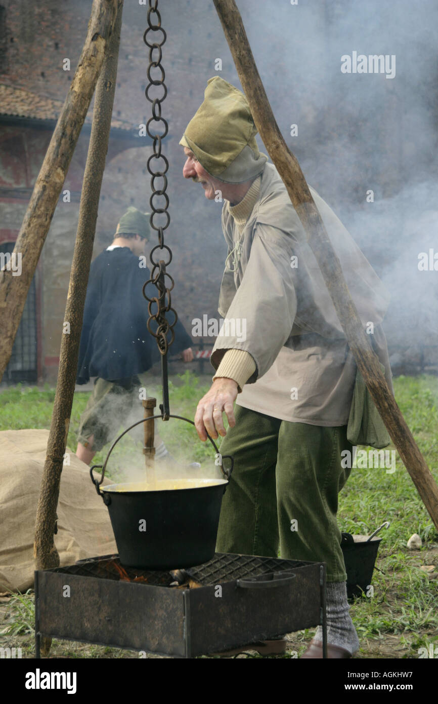 Man cooking in a revive of ancient crafts, Italy Stock Photo - Alamy