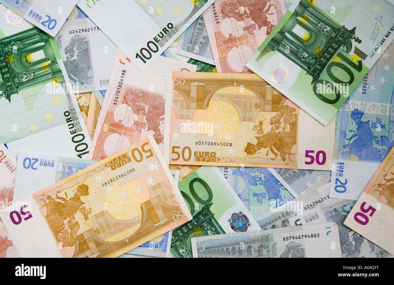 Montage of miscellaneous Euro currency Stock Photo - Alamy