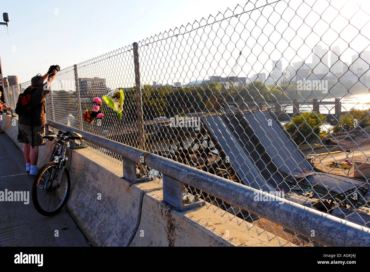 I 35W Bridge collapse aftermath On lookers stare at the remains of the ...