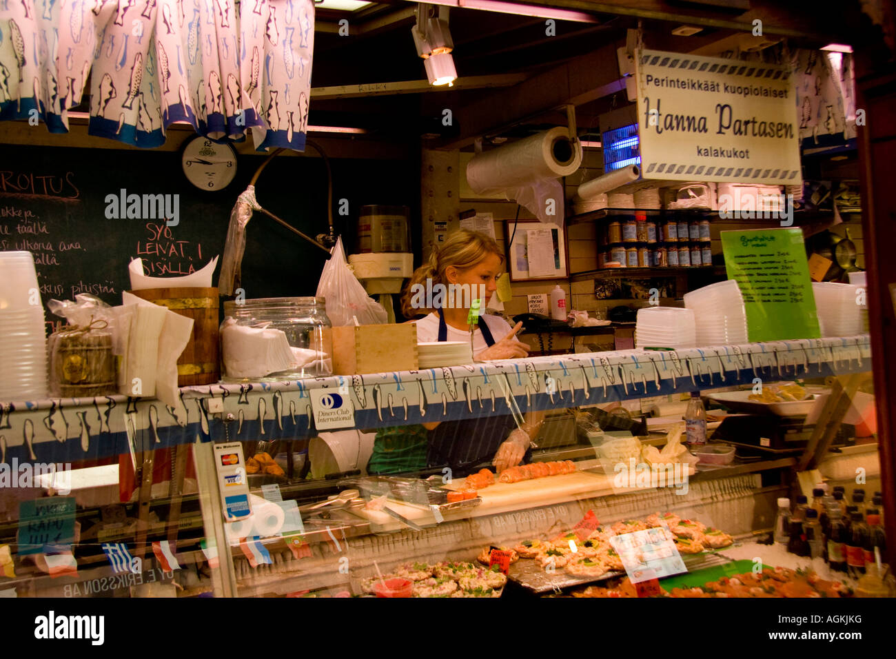 Europe, Finland, Helsinki. Indoor Scene at a stall in Market Hall Stock ...