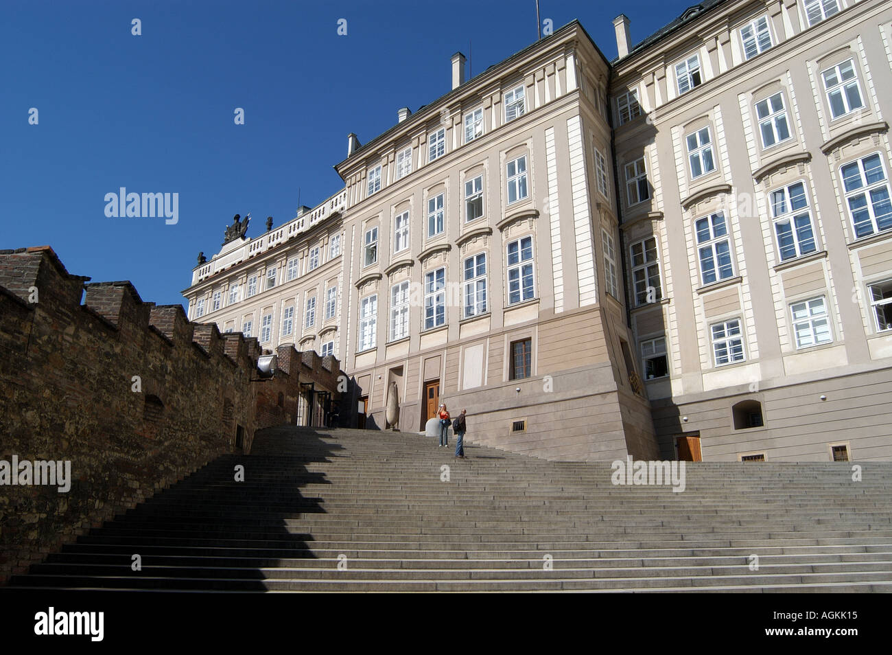 Prague Castle and steps from the garden on the ramparts Prague Czech ...