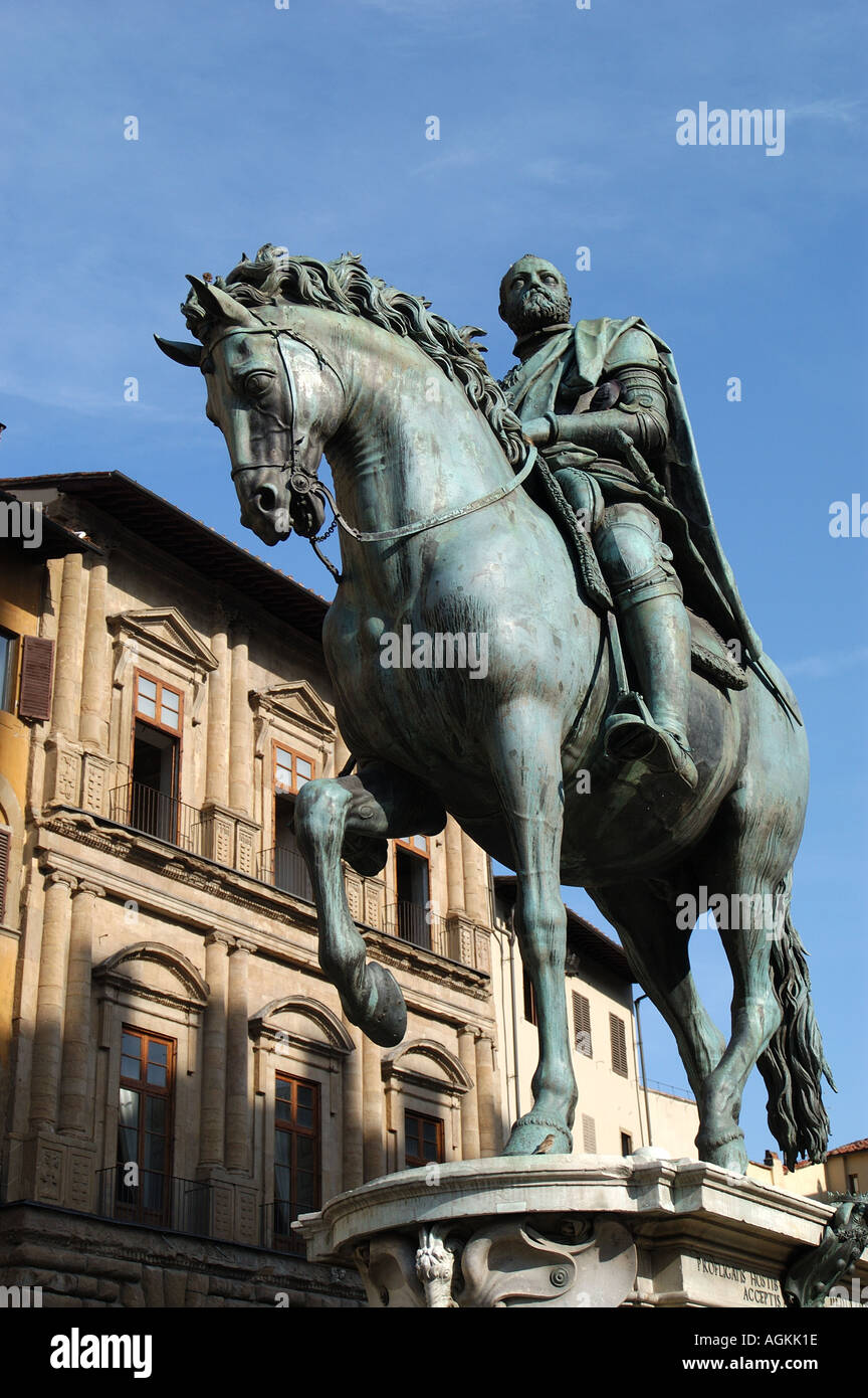 Bronze equestrian statue of Cosimo I de Medici Florence Italy Stock ...