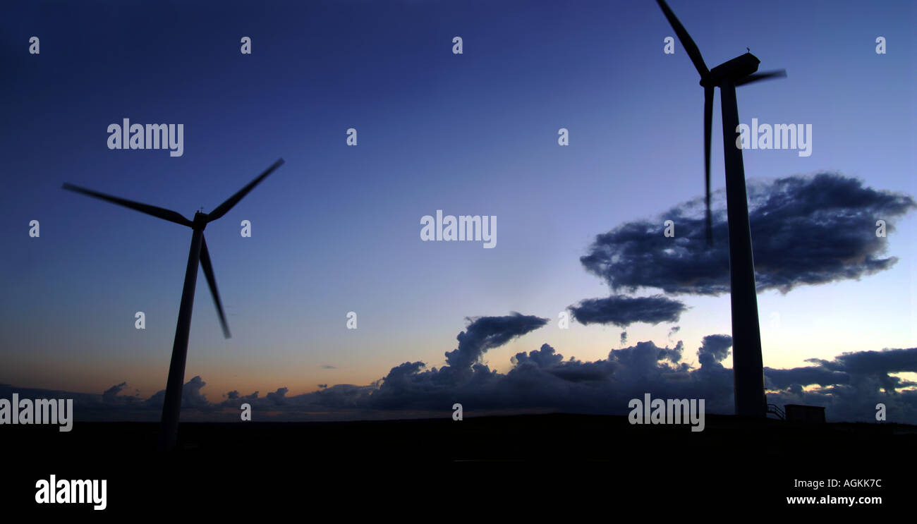 High key shot of wind turbines on the Cotentin peninsula normandy ...