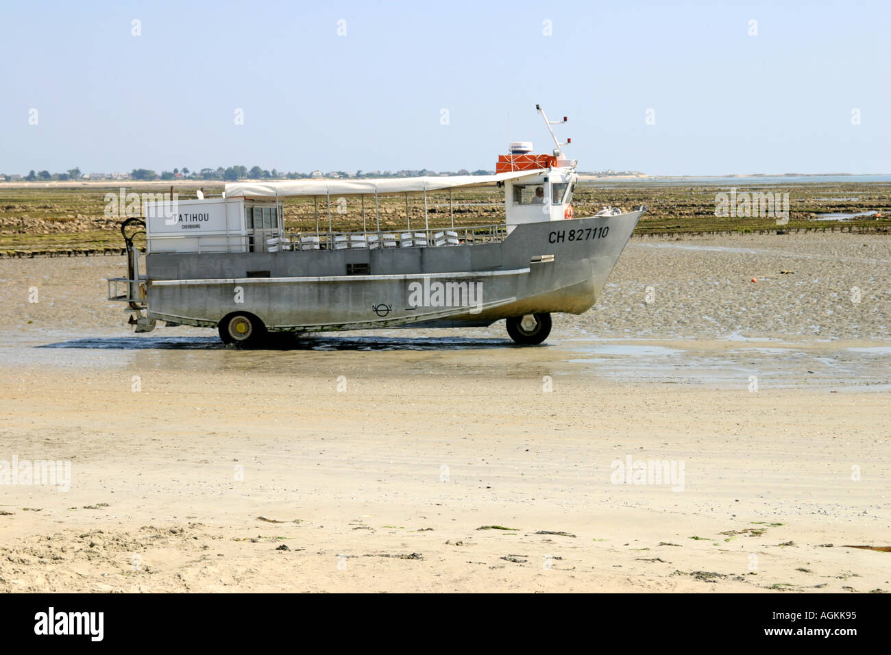 amphibious ferry taking passangers out to Ile de Tatihou from St Vaast ...