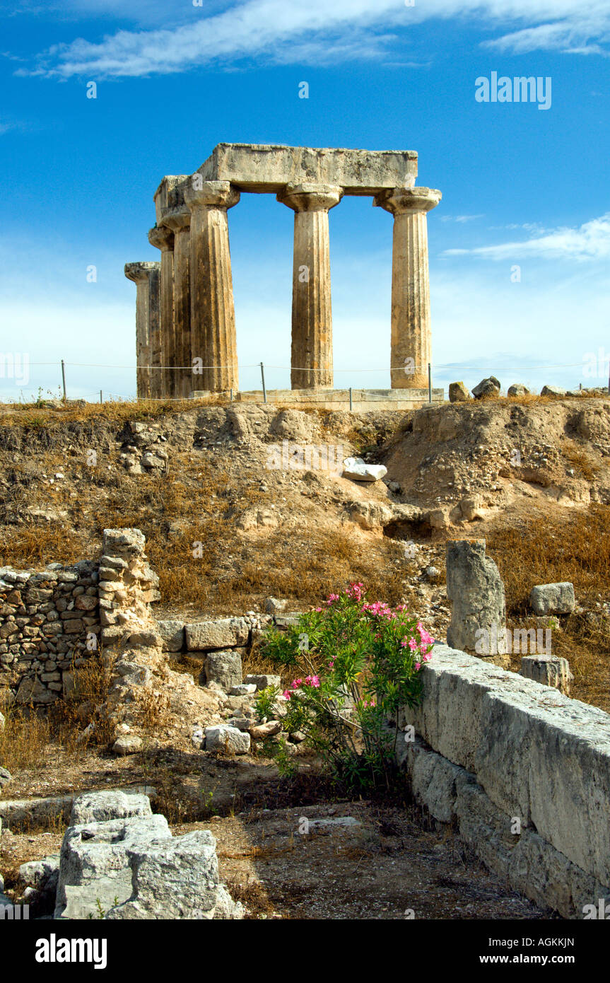 The ruins of the Temple of Apollo in the ancient city of Corinth Greece ...