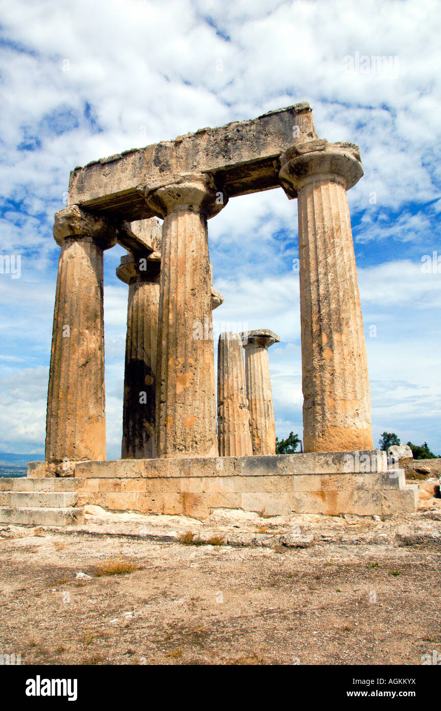The ruins of the Temple of Apollo in the ancient city of Corinth Greece ...