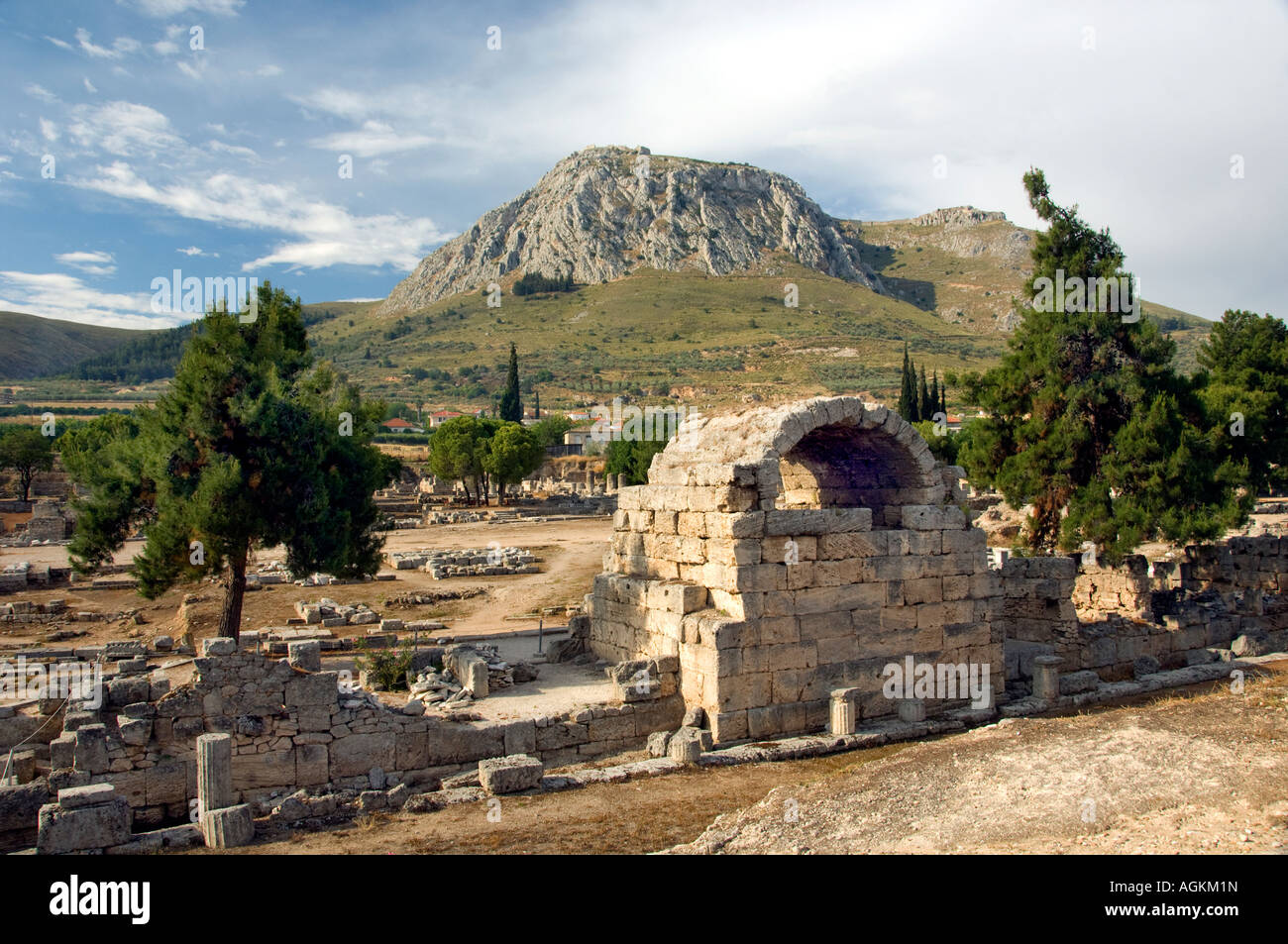 The ruins of the ancient city of Corinth in Corinth Greece Stock Photo ...