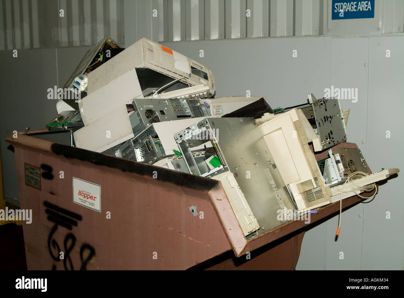 Dumpster full of scrapped computers Stock Photo - Alamy