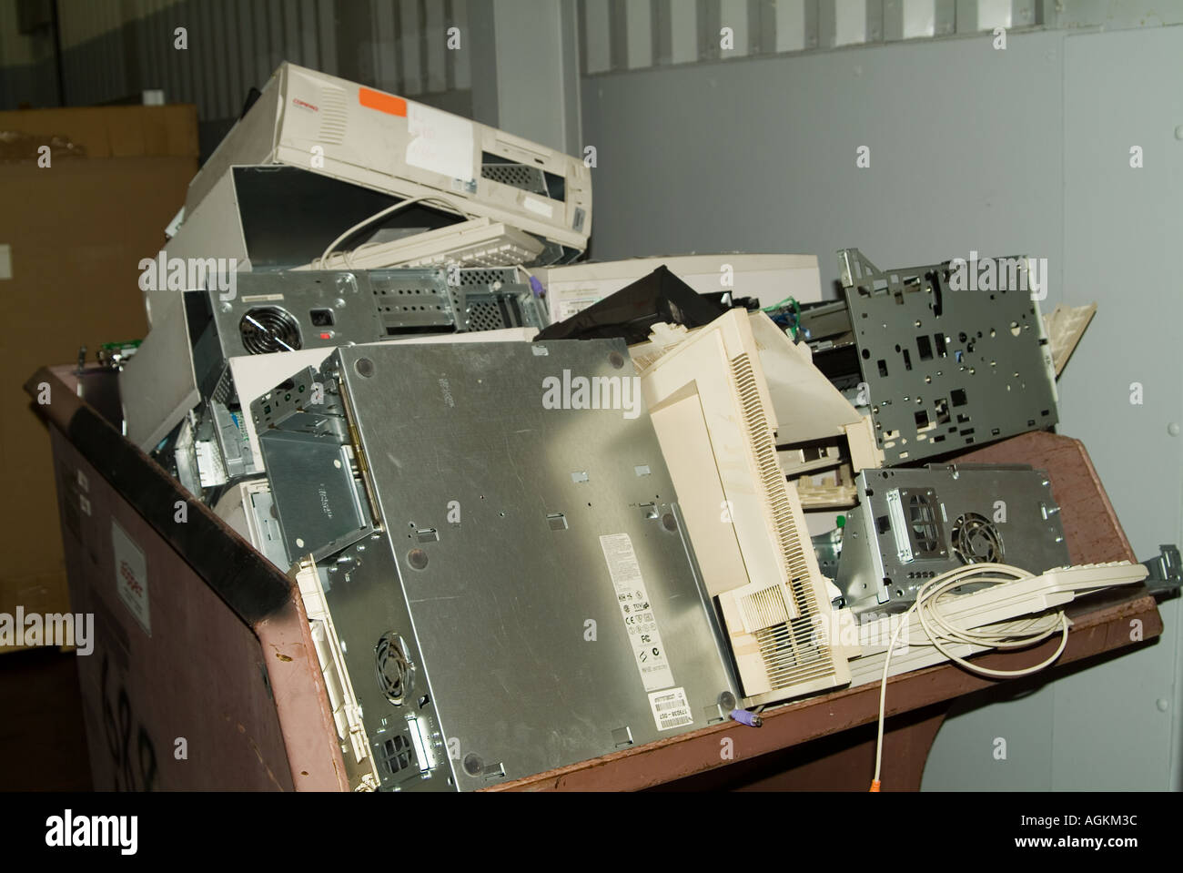 Dumpster full of scrapped computers Stock Photo - Alamy