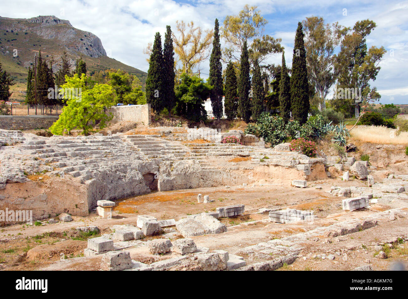 The ruins of the ancient city of Corinth in Corinth Greece Stock Photo ...