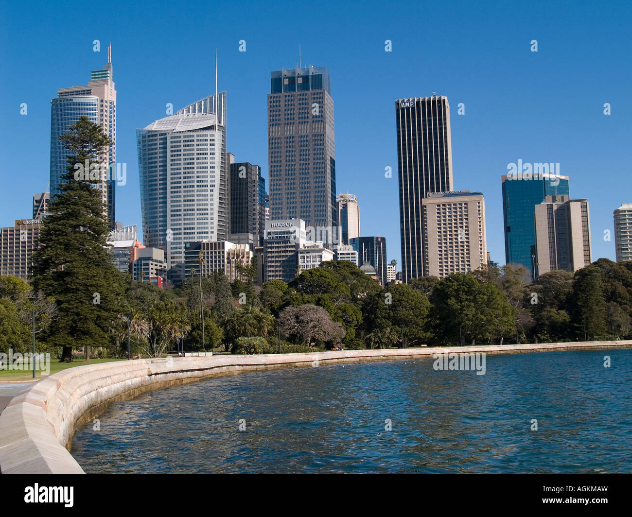 Office buildings of Sydney CBD from the waterfront of the royal botanic ...