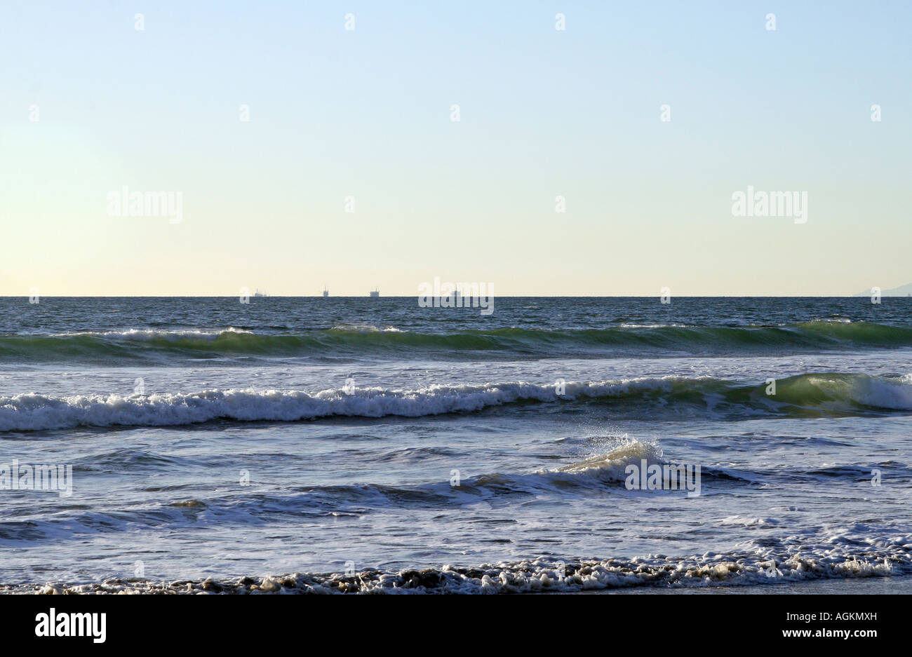 The beautiful southern California coastline waves breaking on the shore ...