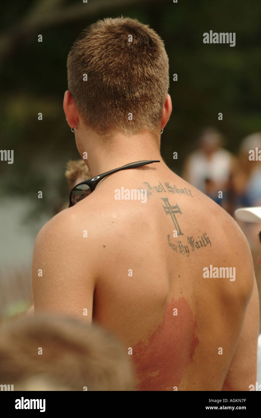 BOY WITH TATTOO ON HIS BACK AND BIG BODY LASON Stock Photo - Alamy