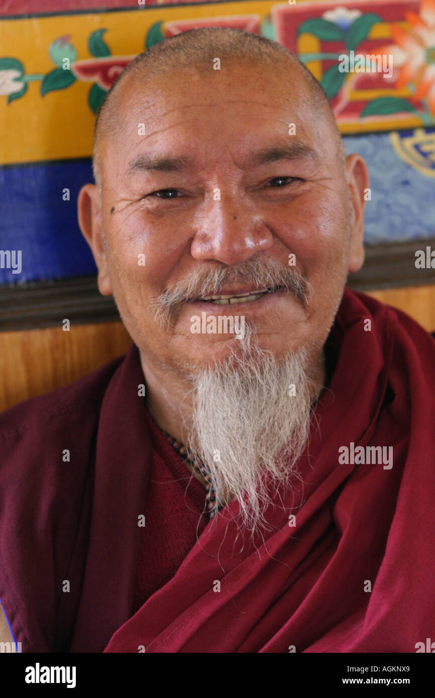 The warm smile of a buddhist monk, Ladakh Stock Photo - Alamy