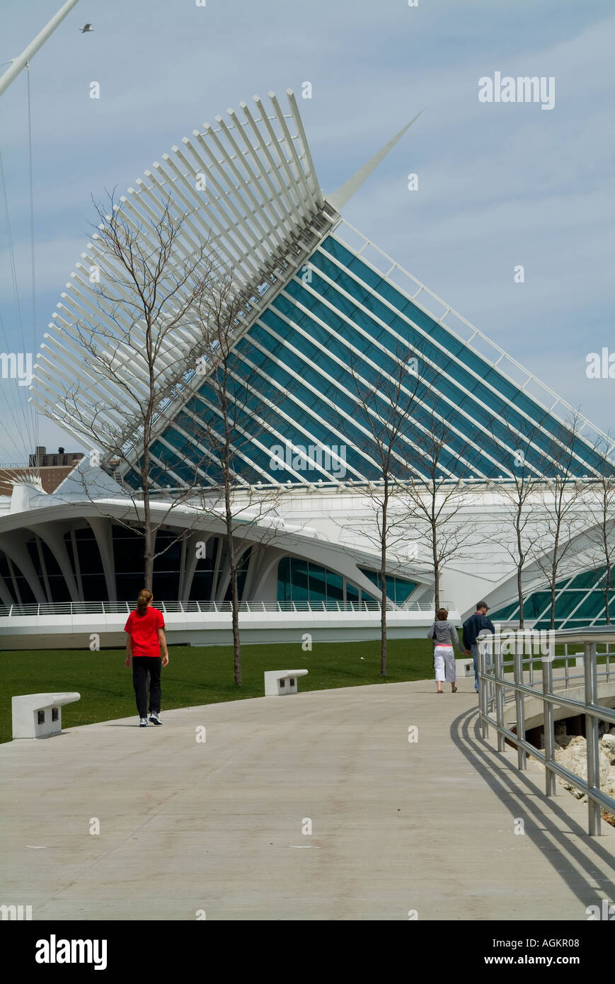 Milwaukee art museum Calatrava Portrait side view situated in east side ...